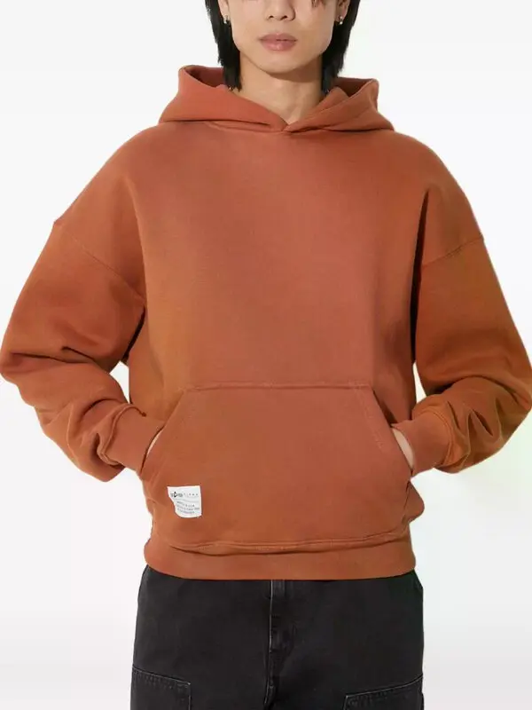 Alpha Industries Logo-print Kangaroo-pocket Hoodie - Brown