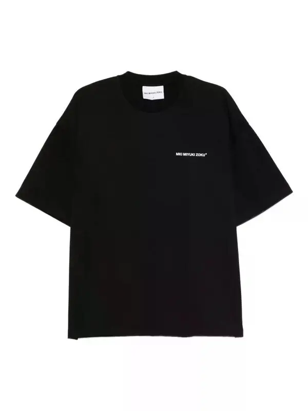 MKI MIYUKI ZOKU Logo-print Drop-shoulder T-shirt - Black