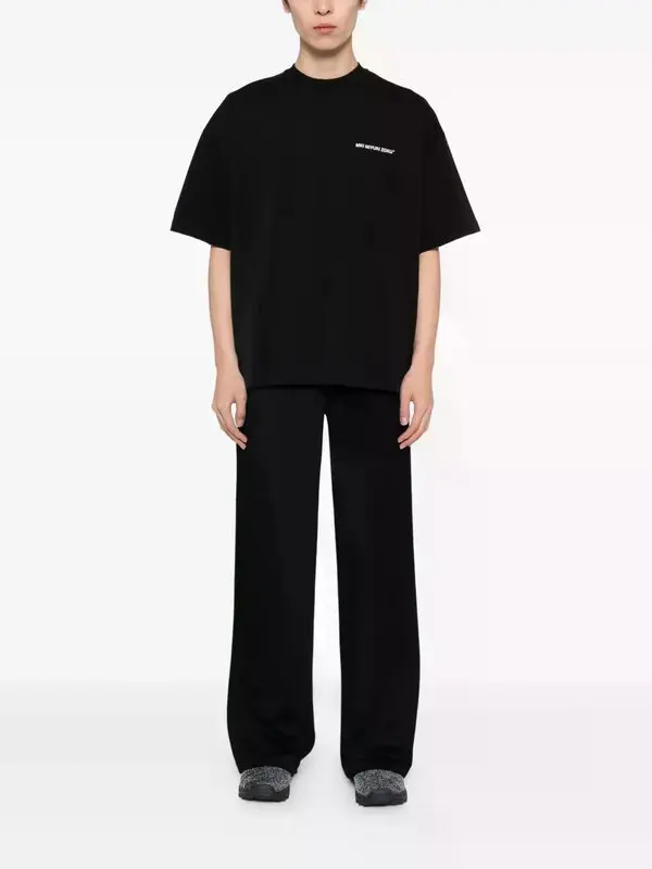 MKI MIYUKI ZOKU Logo-print Drop-shoulder T-shirt - Black