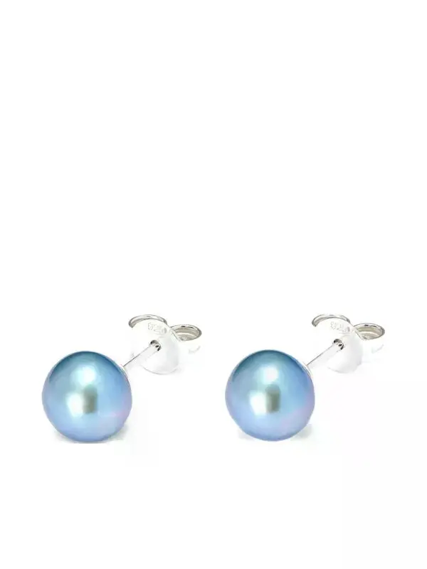 HATTON LABS Round Pearl Stud Earrings - Silver