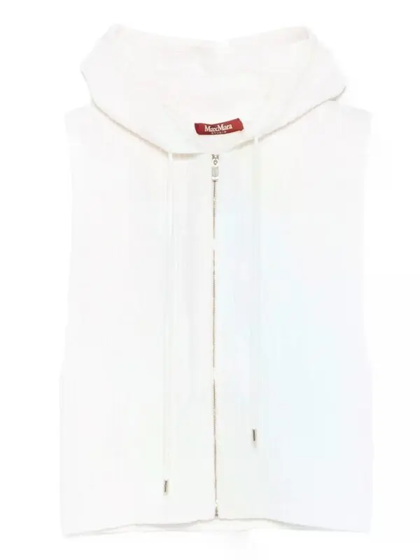 Max Mara Zip-up Sleeveless Hoodie - White