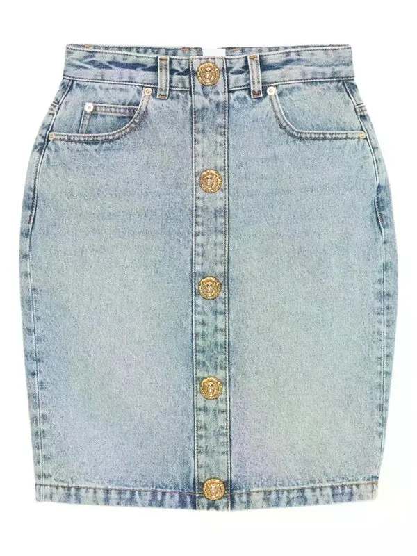 Balmain Button-detailed Denim Skirt - Blue