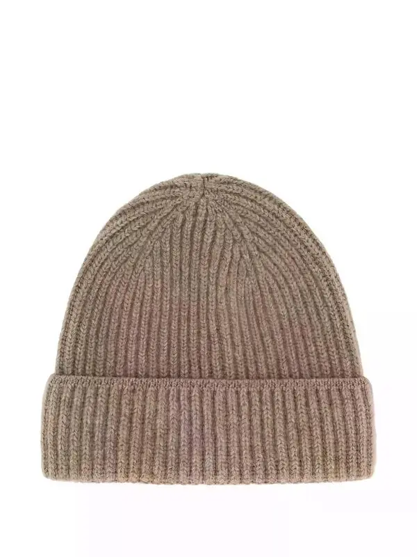 DORIANI Ribbed Beanie Hat - Brown