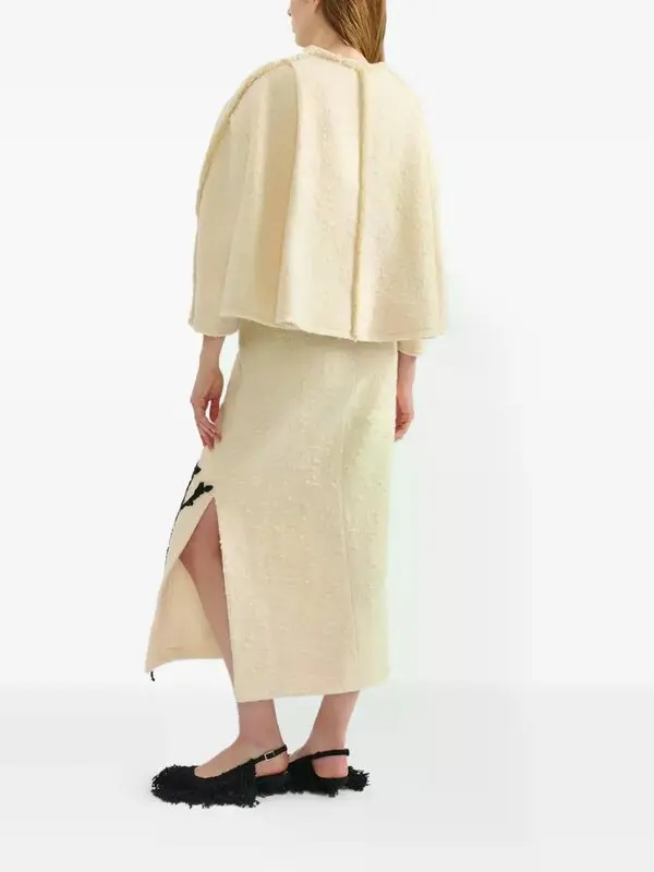 Erdem Embroidered Side-split Midi Skirt - Neutrals