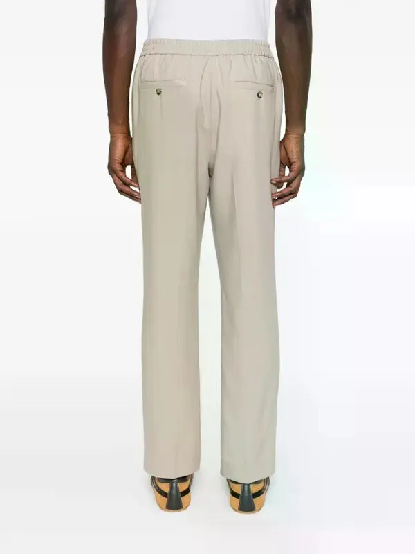 Ami Virgin Wool Straight Leg Trousers - Neutrals