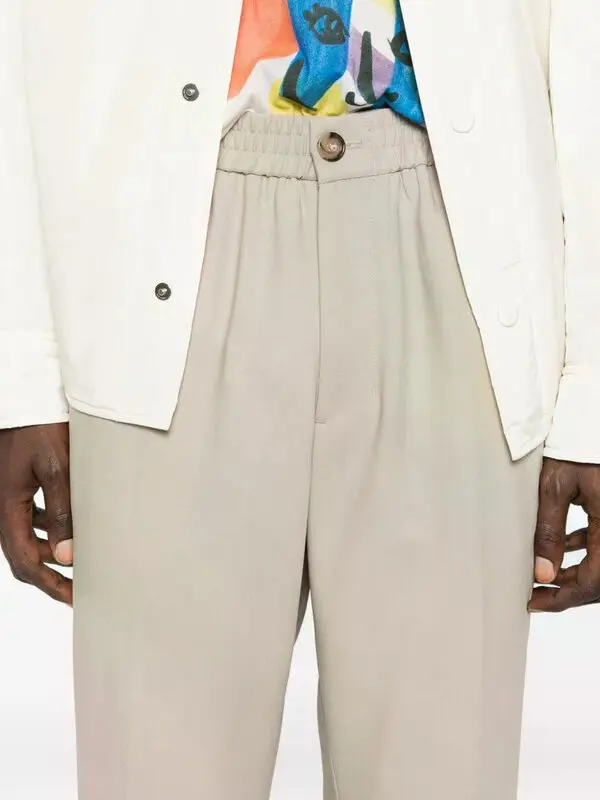 Ami Virgin Wool Straight Leg Trousers - Neutrals