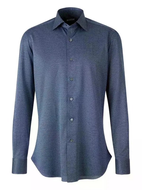 FRAY Houndstooth Long-sleeve Shirt - Blue