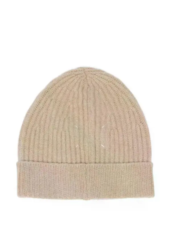MAISON MARGIELA Ribbed Wool Beanie - Neutrals