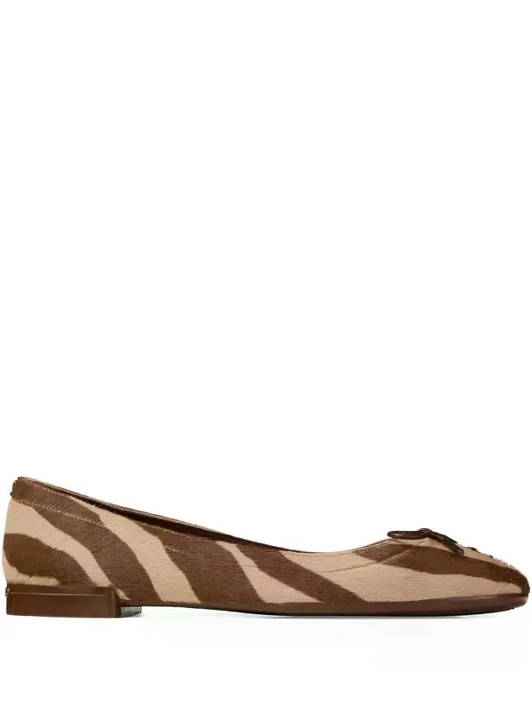 JIMMY CHOO Scarlett Zebra Print Pony Leather Ballerinas - Brown