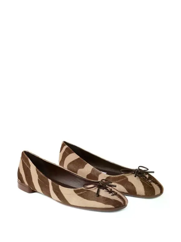 JIMMY CHOO Scarlett Zebra Print Pony Leather Ballerinas - Brown