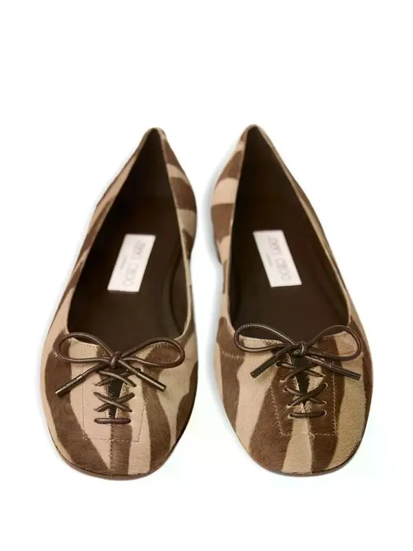 JIMMY CHOO Scarlett Zebra Print Pony Leather Ballerinas - Brown