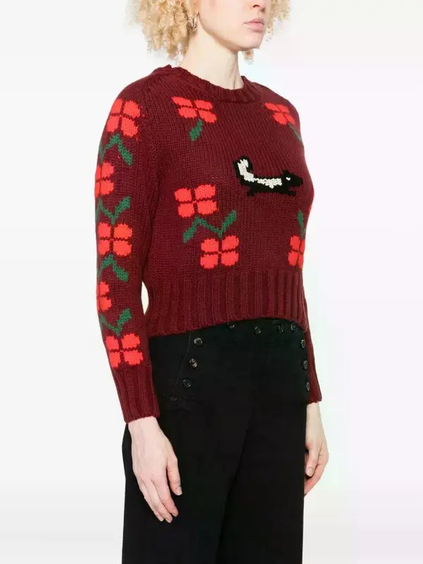 BODE Skunk-jacquard Crew-neck Jumper - Brown