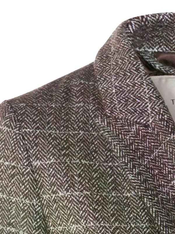 TWINSET Herringbone Double-breasted Coat - Grey