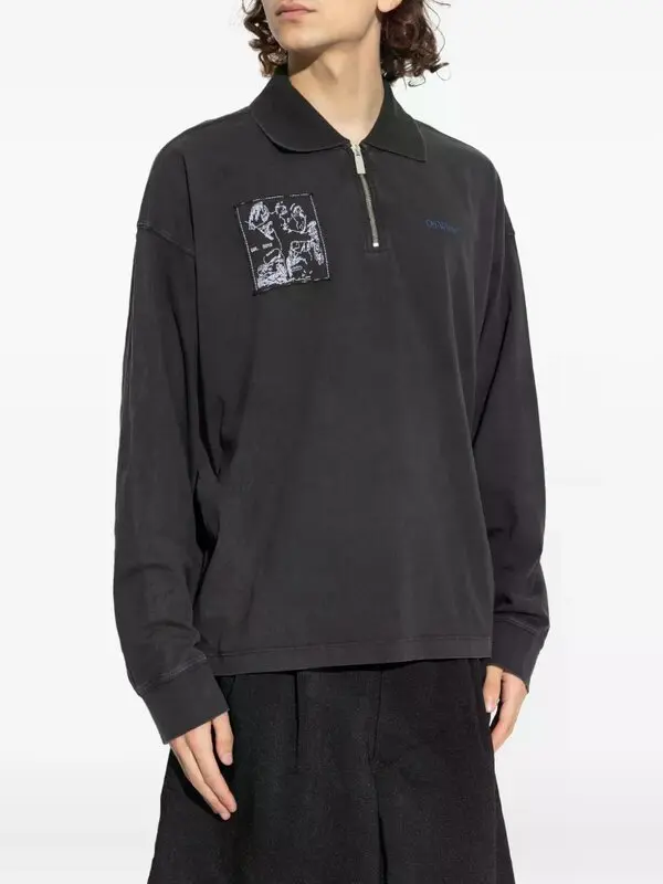 Off-White Embroidered-patch Half-zip Polo Shirt