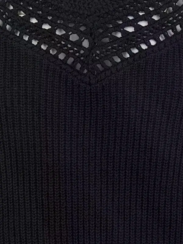 TWINSET Ribbed Knit V-neck Sweater With Embroidered Collar