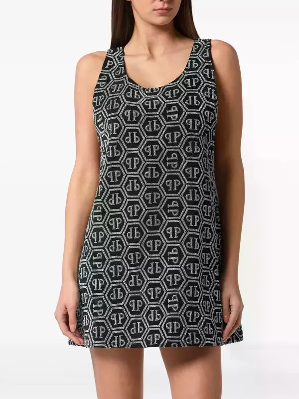 Philipp Plein Monogram Strass Mini Dress