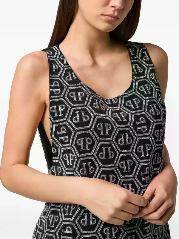 Philipp Plein Monogram Strass Mini Dress