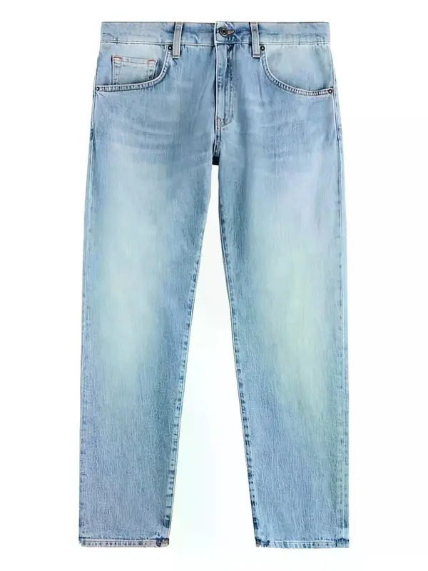 FAY Straight-leg Jeans With Leather Patch - Blue