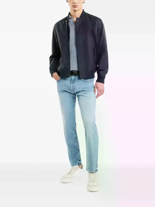 FAY Straight-leg Jeans With Leather Patch - Blue