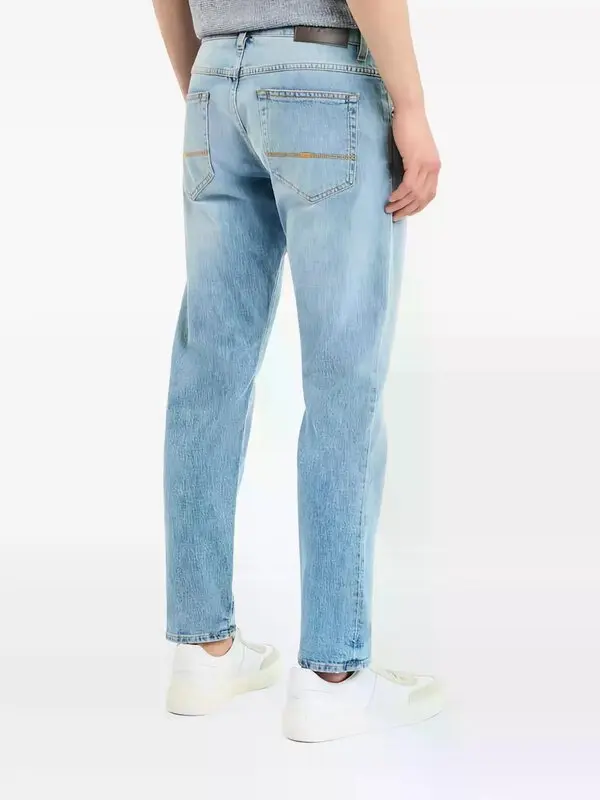 FAY Straight-leg Jeans With Leather Patch - Blue