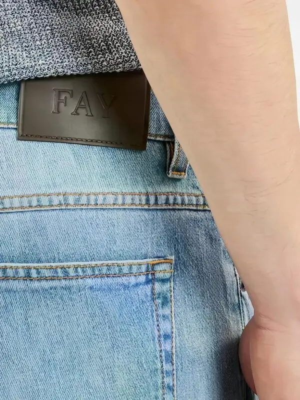 FAY Straight-leg Jeans With Leather Patch - Blue