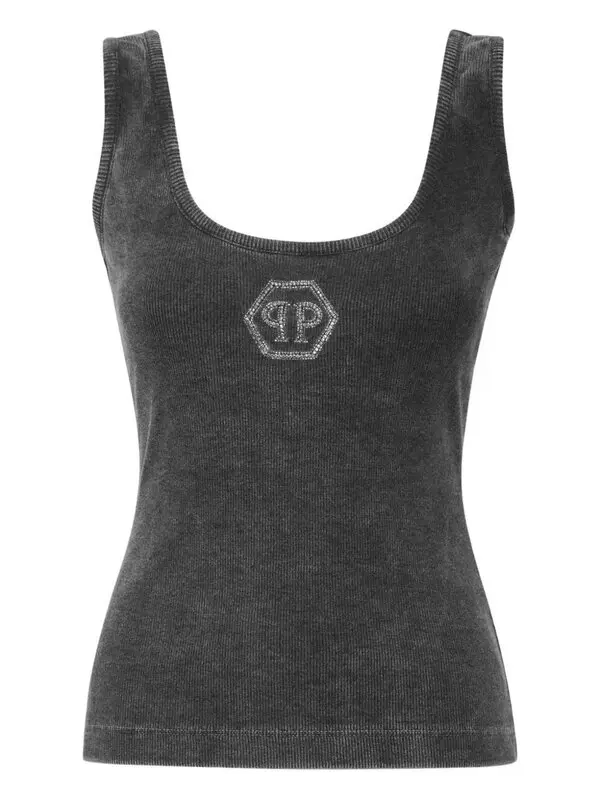 Philipp Plein Washed-effect Ribbed Tank Top