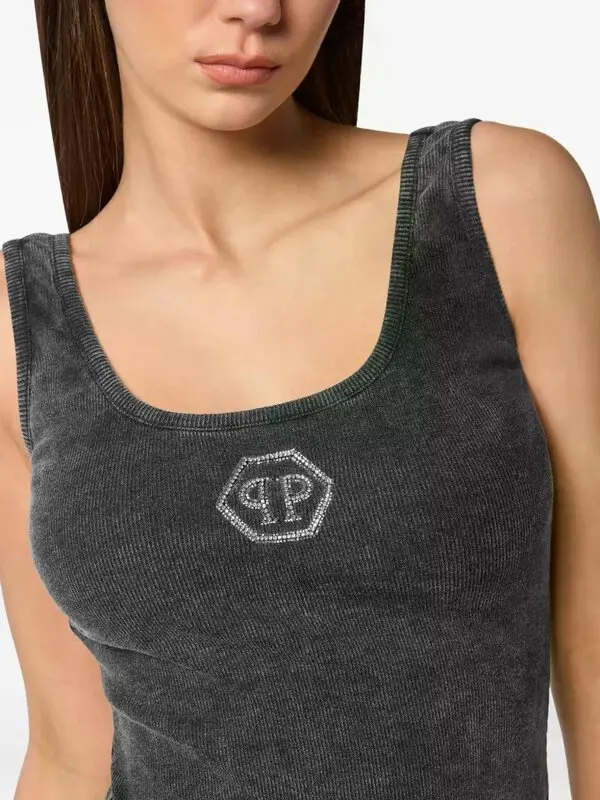 Philipp Plein Washed-effect Ribbed Tank Top