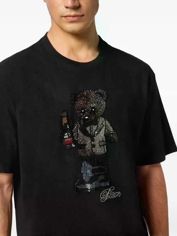 Philipp Plein Teddy Bear-motif Crystal-embellished T-shirt - Black