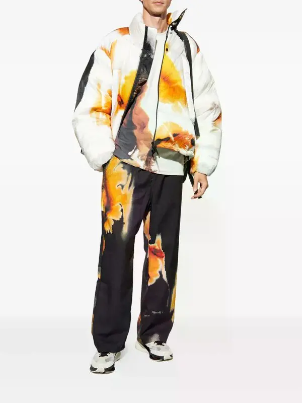 Y3 Abstract-print Puffer Jacket - White