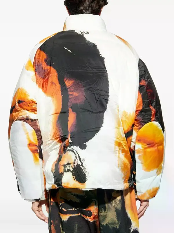 Y3 Abstract-print Puffer Jacket - White