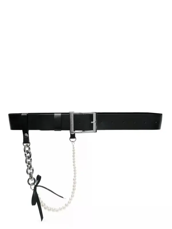 Simone Rocha Chain And Pearl-embellished Belt - Black