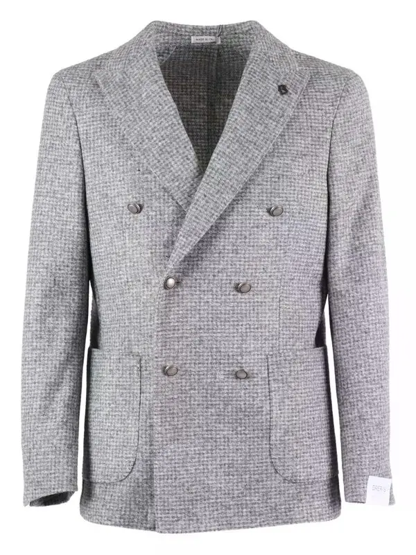 BRERA Check-print Double-breasted Blazer - Grey
