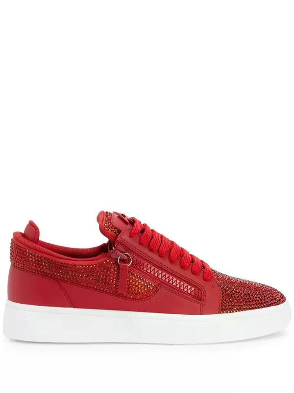 GIUSEPPE ZANOTTI Rhinestone-embellished Sneakers - Red