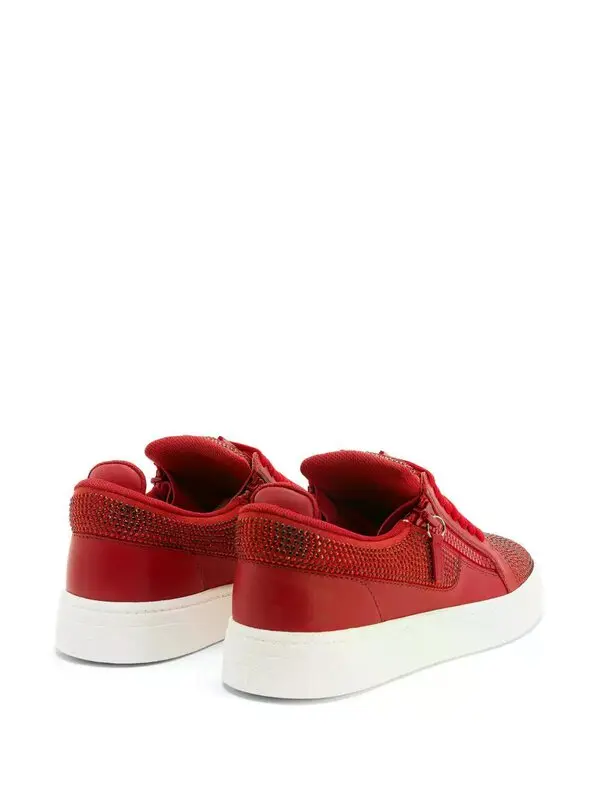 GIUSEPPE ZANOTTI Rhinestone-embellished Sneakers - Red