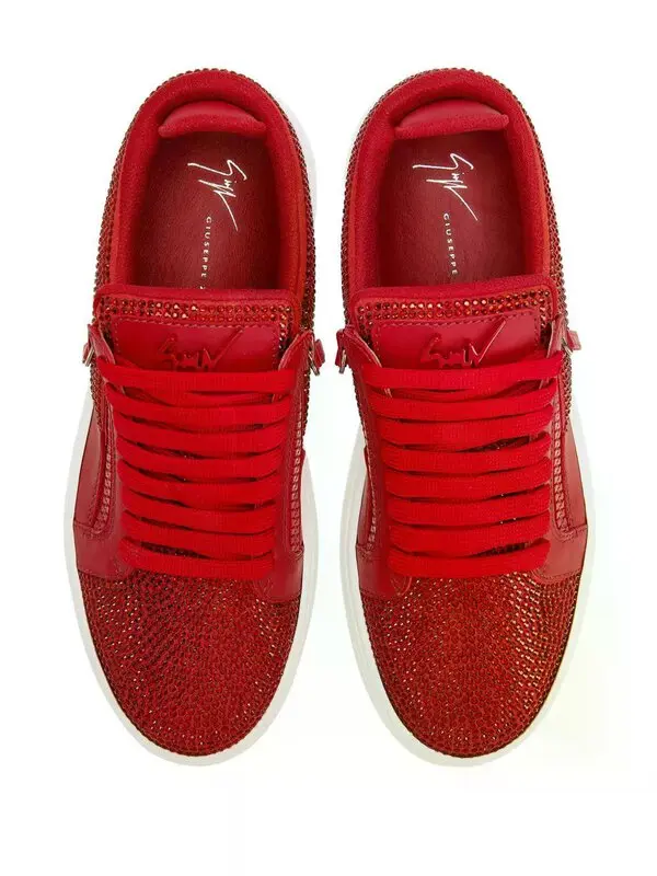 GIUSEPPE ZANOTTI Rhinestone-embellished Sneakers - Red