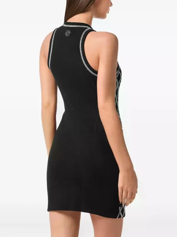Philipp Plein Crystal Net Short Tank Dress - Black