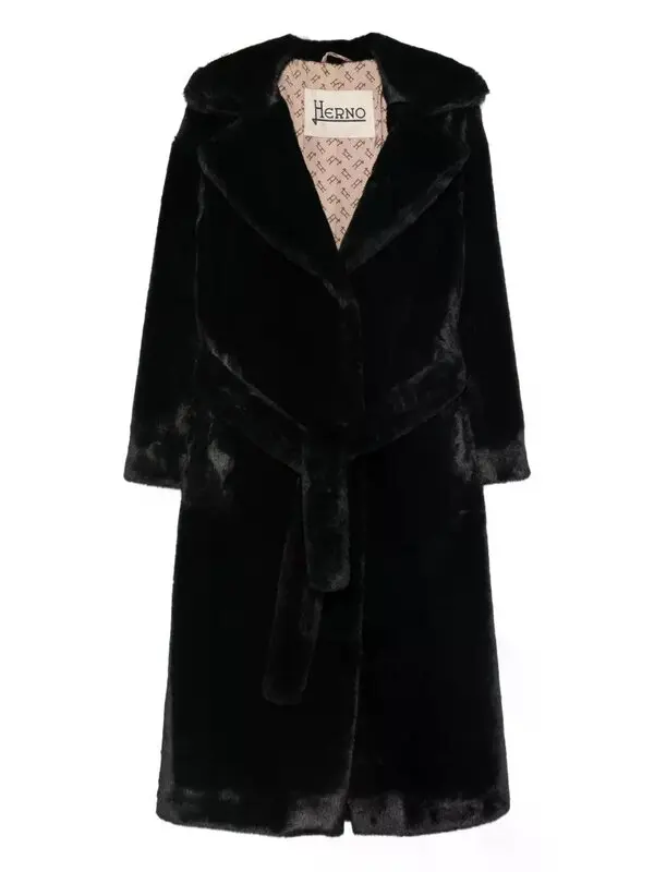 Herno Single-breasted Belted Coat - Black