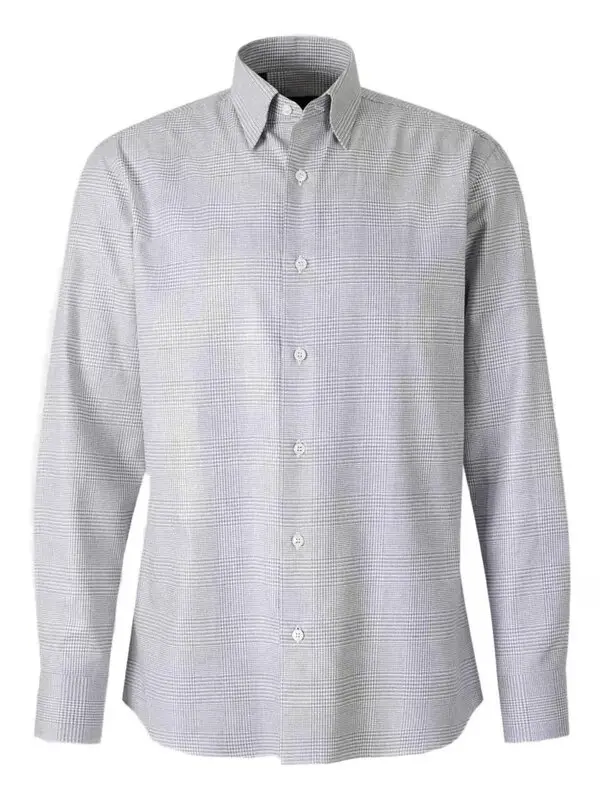 Brioni Long-sleeve Checked Shirt - White
