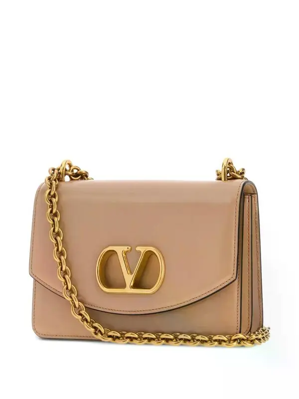Valentino Garavani Vain Small Shoulder Bag In Shiny Calfskin - Brown