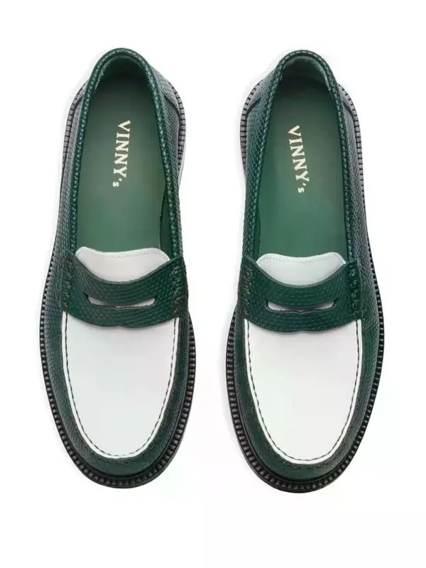 VINNY'S Embossed Leather Loafers