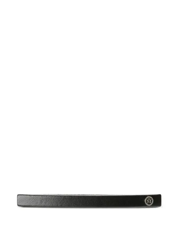 MAISON MICHEL Logo-plaque Leather Headband - Black