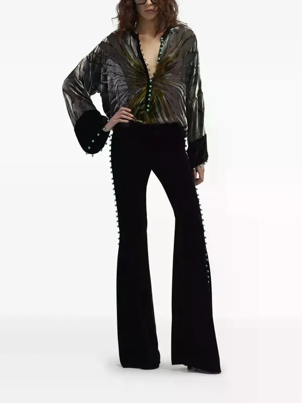 Roberto Cavalli Bead-embellished Flared Trousers