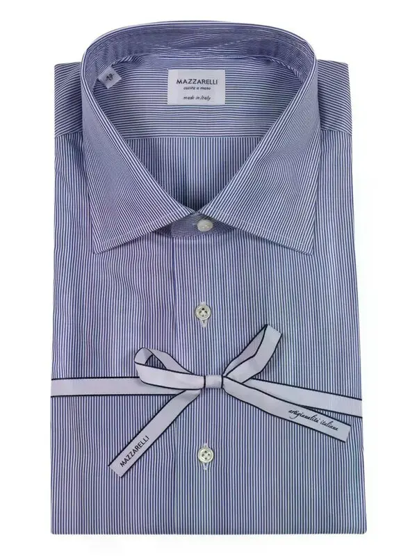 MAZZARELLI Striped Cotton Shirt - Blue