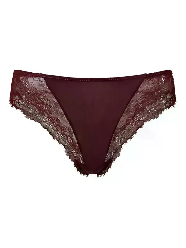 TWINSET Lace-trimmed Satin Briefs - Red