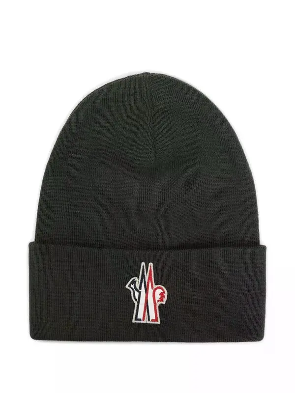 Moncler Logo-patch Wool Beanie - Green