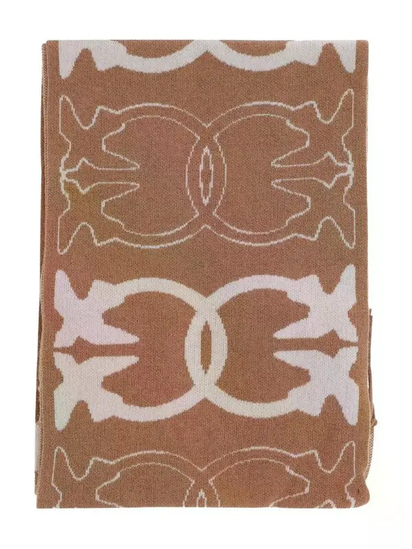Pinko Love Birds Fringed Scarf - Neutrals