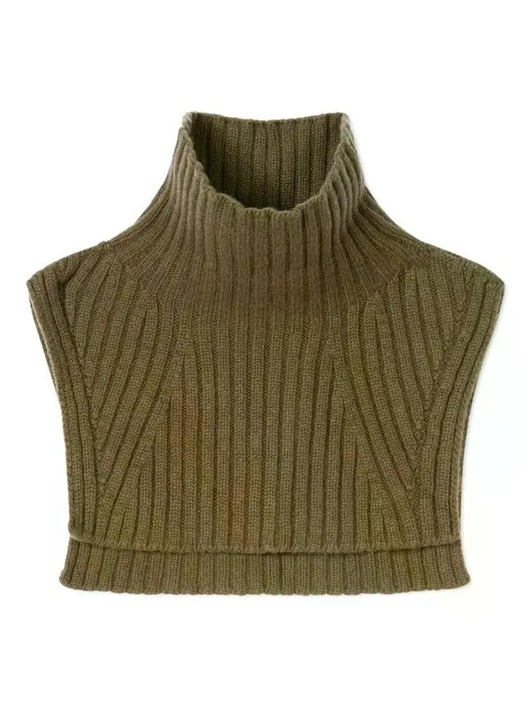 Eric Bompard Ribbed High-neck Cashmere Bib - Green