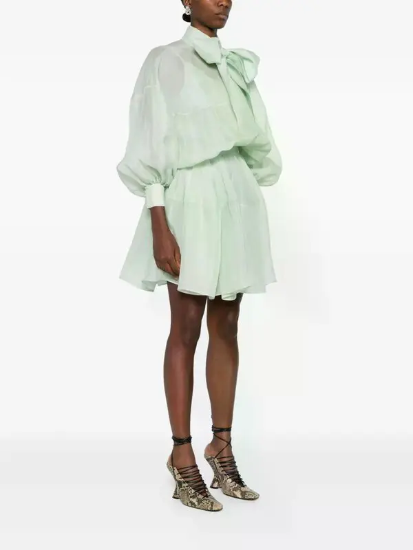 Viktor & Rolf Pussy-bow Mini Dress - Green