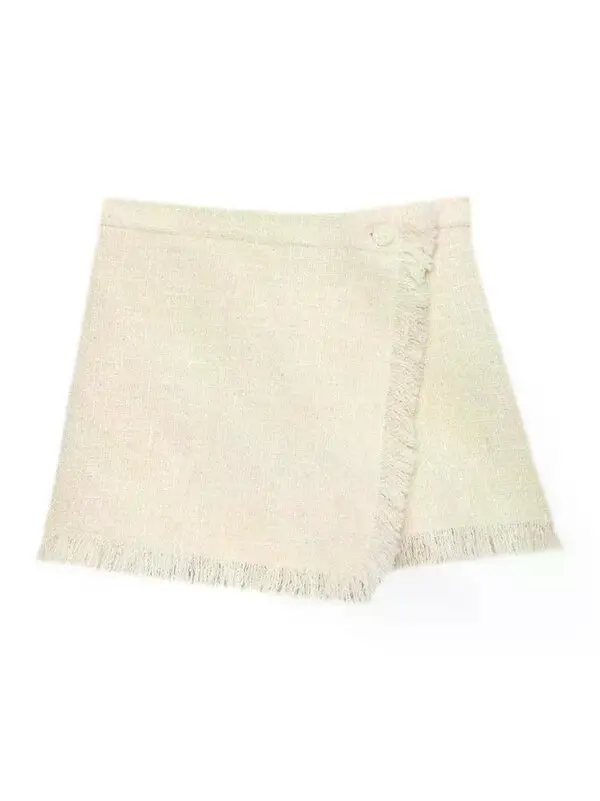 MSGM Tweed Fringed Shorts - Neutrals