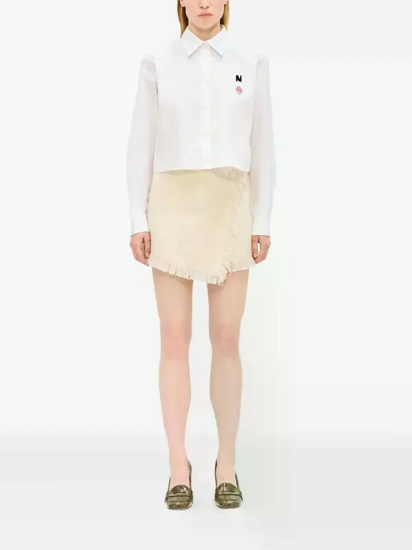 MSGM Tweed Fringed Shorts - Neutrals